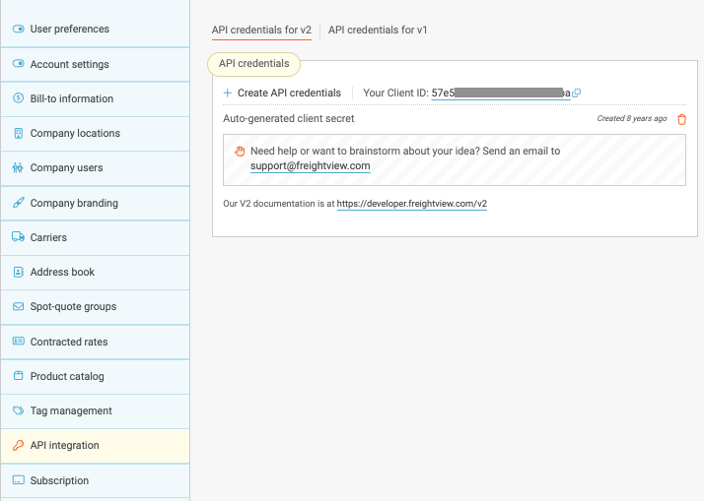 Connecting to Freightview's API